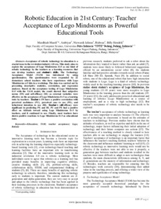 Robotic Education in 21st Century: Teacher Acceptance of Lego Mindstorms as Powerful Educational ...